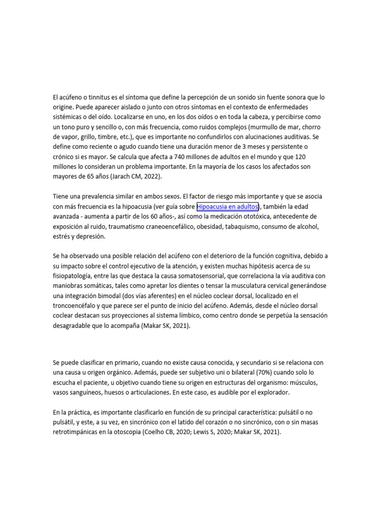 Acúfenos | PDF | Tinnitus | Terapia de conducta cognitiva