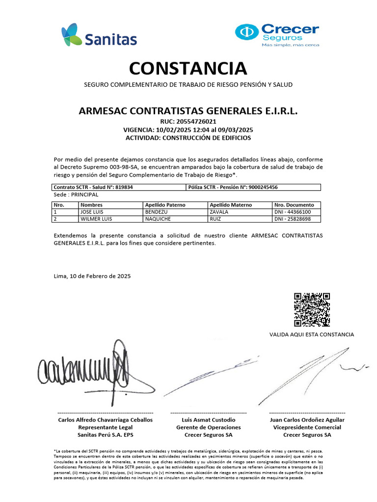 constancia sctr- 2025-02-10T123214.227 (1) | PDF | Póliza de seguros