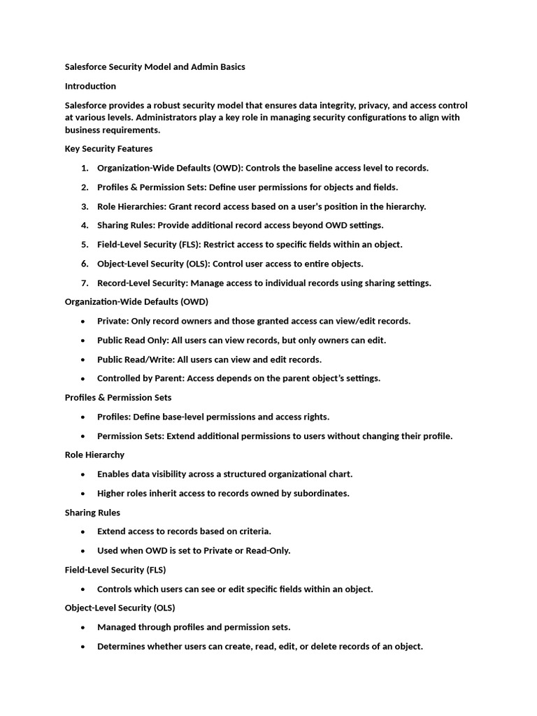 Salesforce Security Model Pdf Hierarchy Software