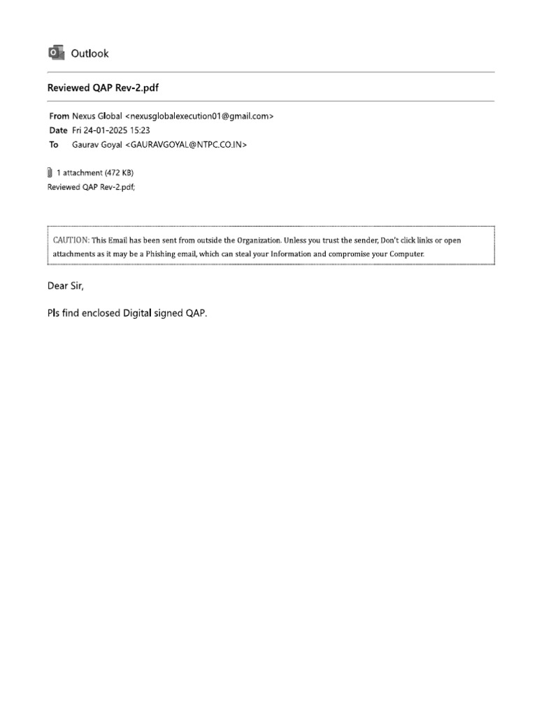 Mail From Vendor For Revised QAP | PDF