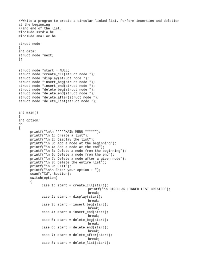 Circular Linked List (Code) | PDF | Software Engineering | Programming Paradigms