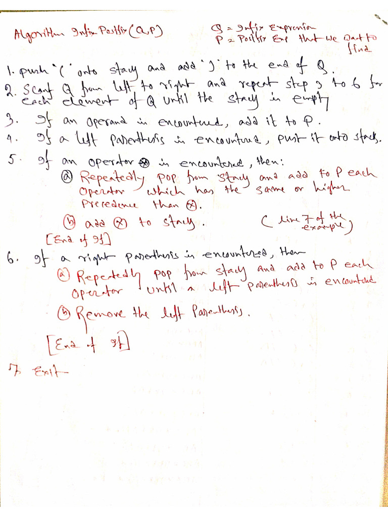 Algorithm - Conversion of Infix To Postfix | PDF
