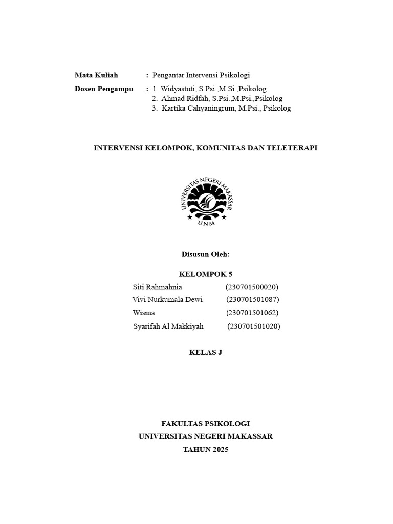 KLMPK 5 Intervensi Tugas 3 | PDF