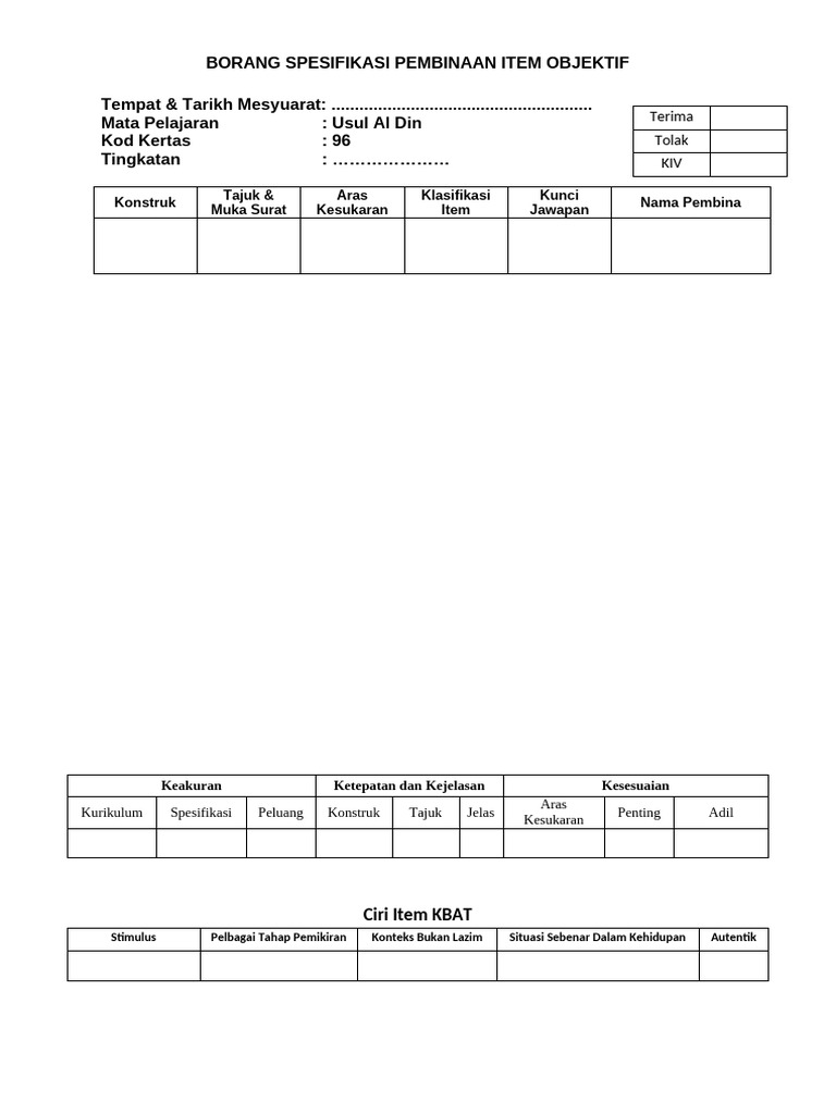 JSI USUL AL DIN_OBJEKTIF | PDF
