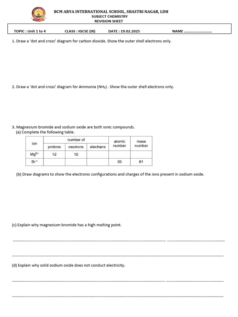 IX 1 To 4 CH Assign 2025 | PDF | Ion | Oxide