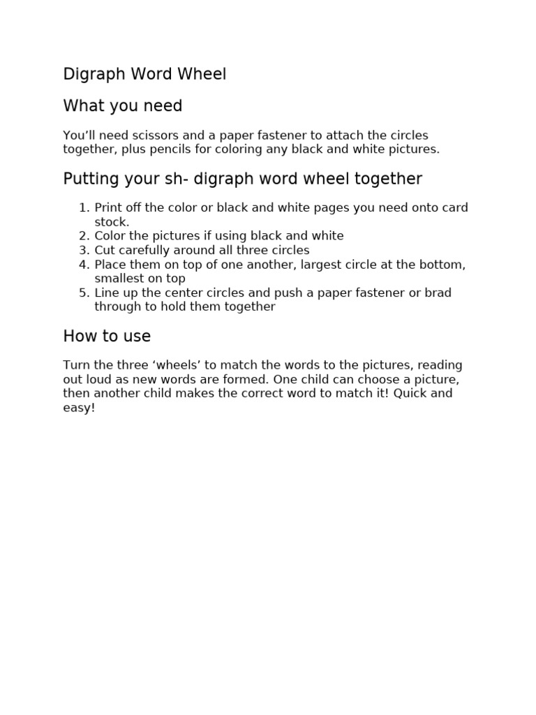 Digraph Wheel for Kids | PDF