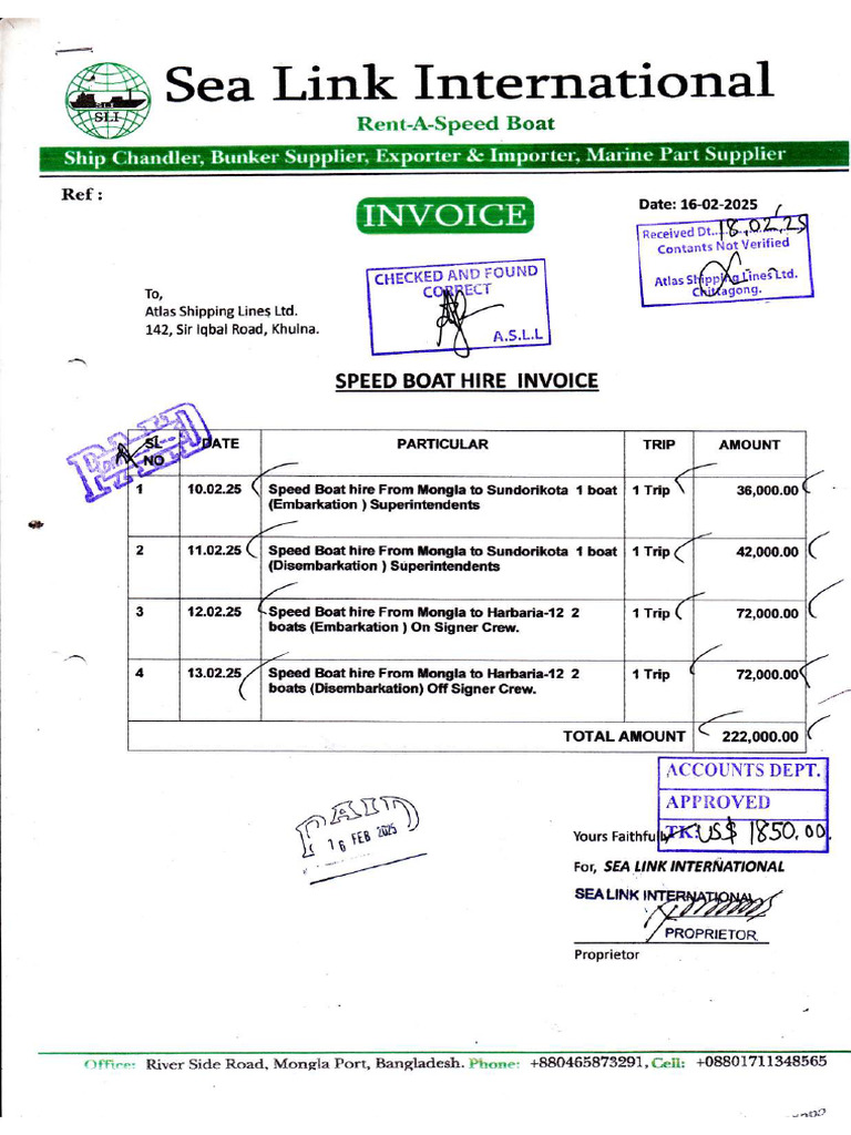 Speed Boat Invoices | PDF