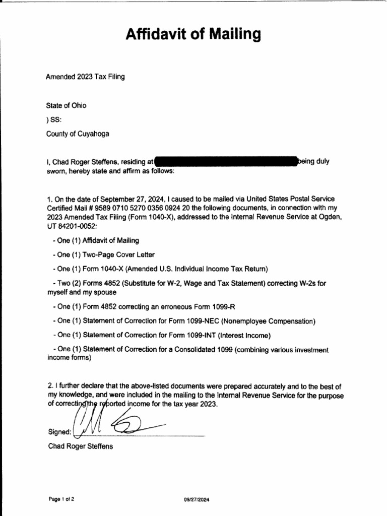 Proper Method of Mailing Docs To The IRS | PDF | Irs Tax Forms | Taxes