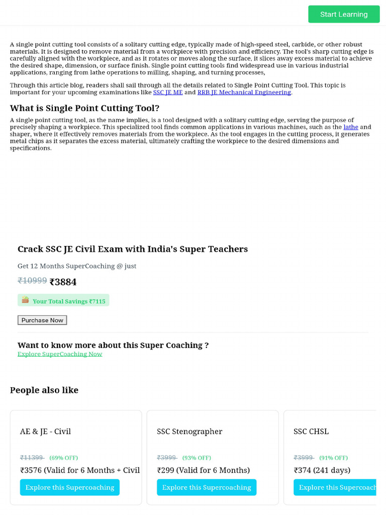 Single Point Cutting Tool - Definition, Nomenclature, and Types | PDF