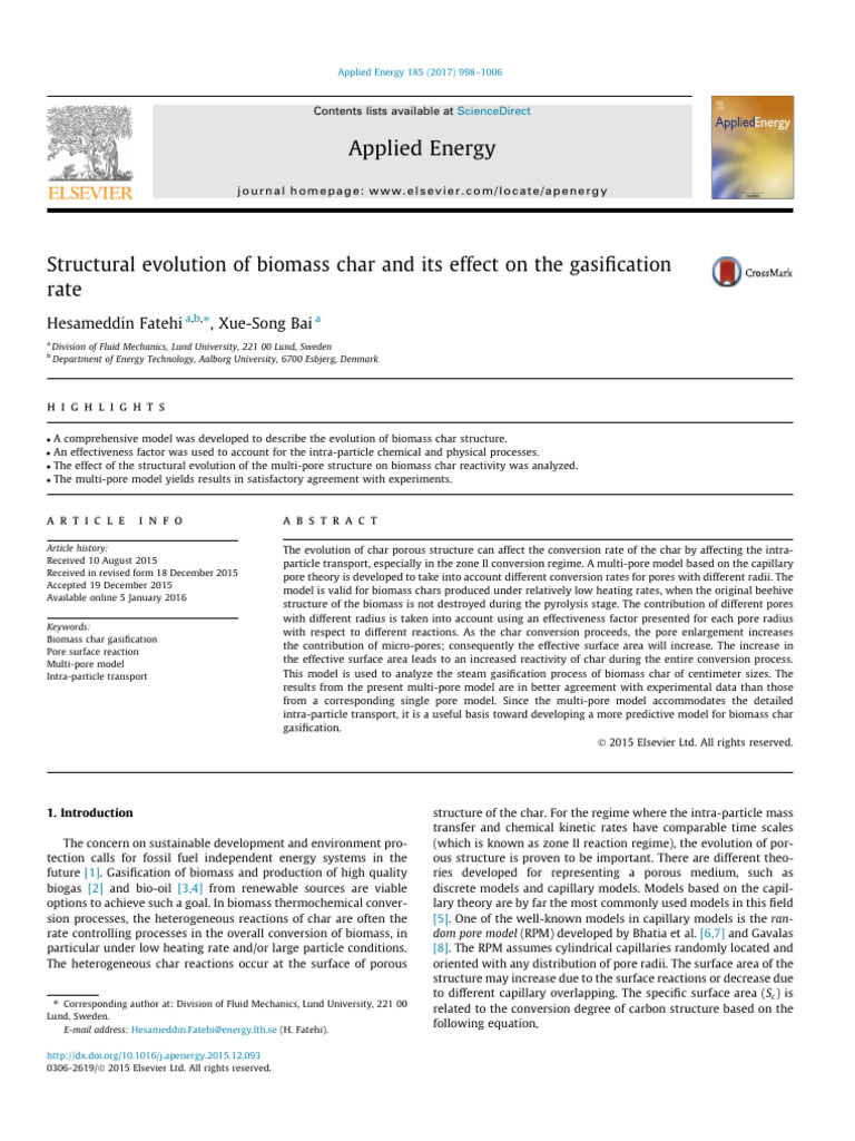 Structural evolution of biomass char and its effect on the gasification ...