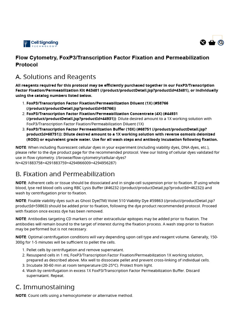 Flow Cytometry, FoxP3_Transcription Factor Fixation and Permeabilization Protocol _ Cell Signal ...