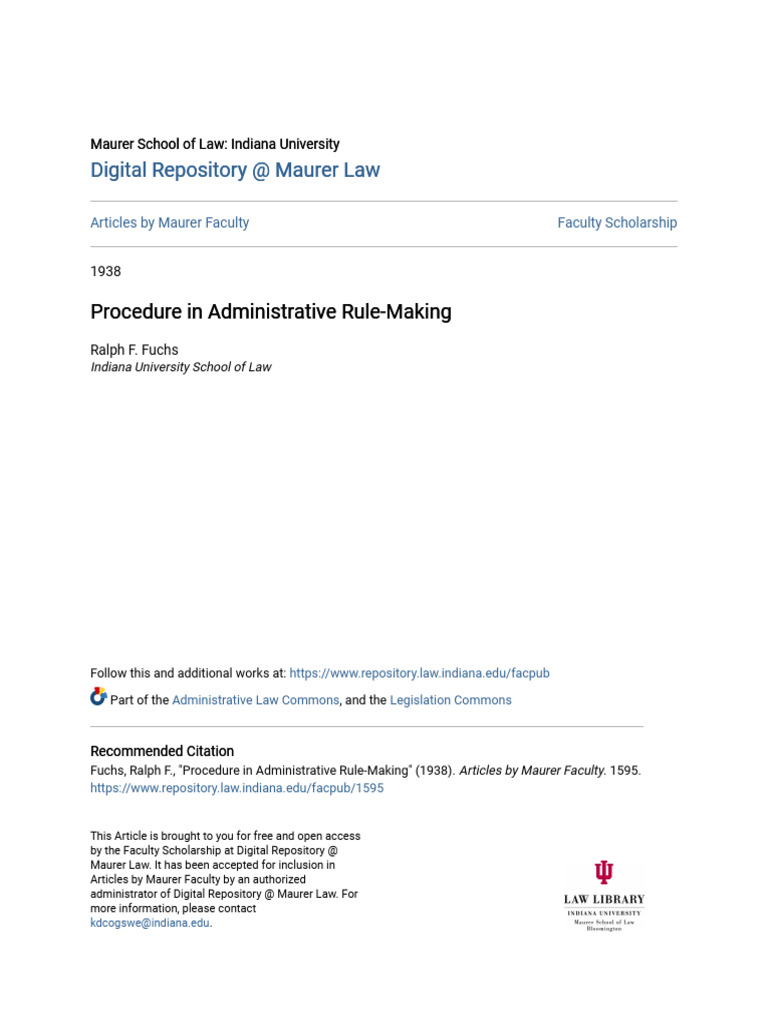 Procedure in Administrative Rule-Making | PDF | Cost Of Living ...