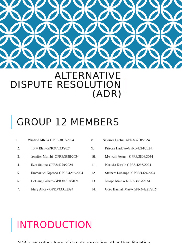 Alternative Dispute Resolution (Adr) - Group 12 | PDF | Alternative ...