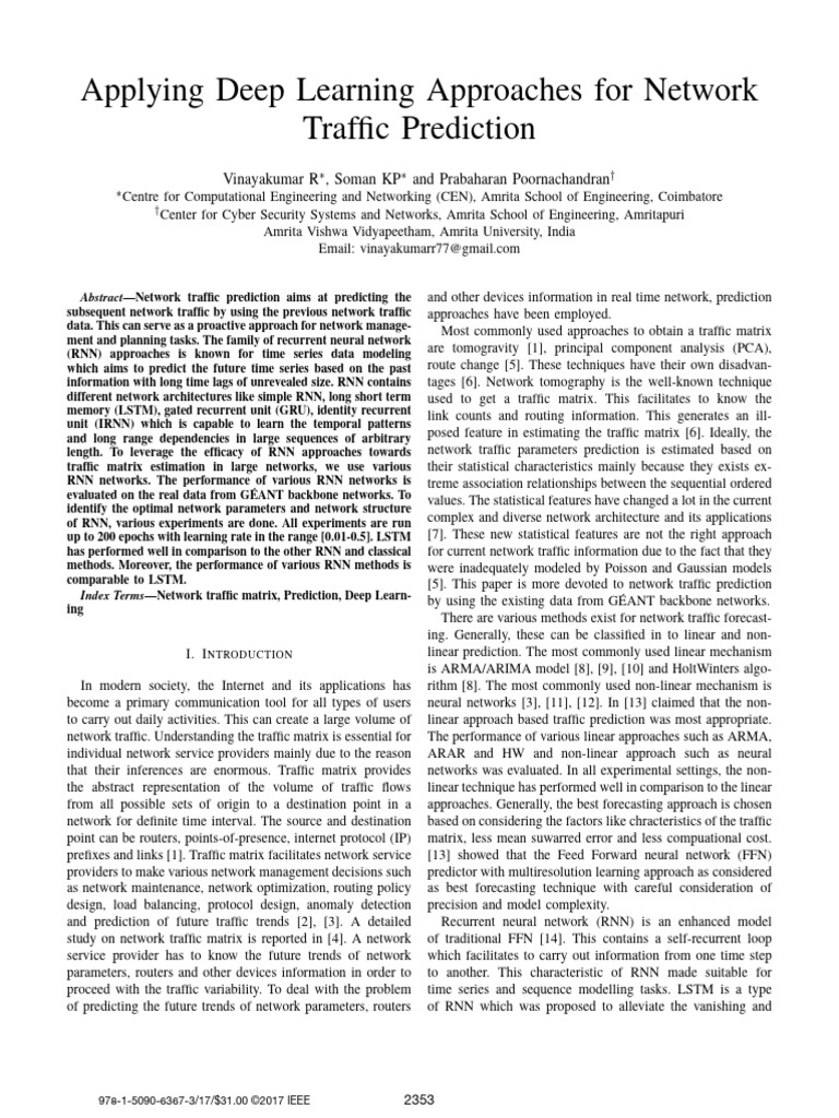 Deep Learning for Network Traffic Prediction | PDF | Machine Learning ...