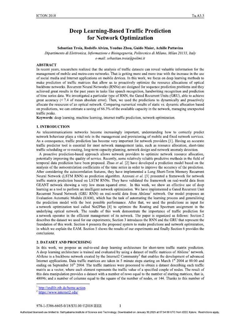 Deep Learning Based Traffic Prediction Pdf