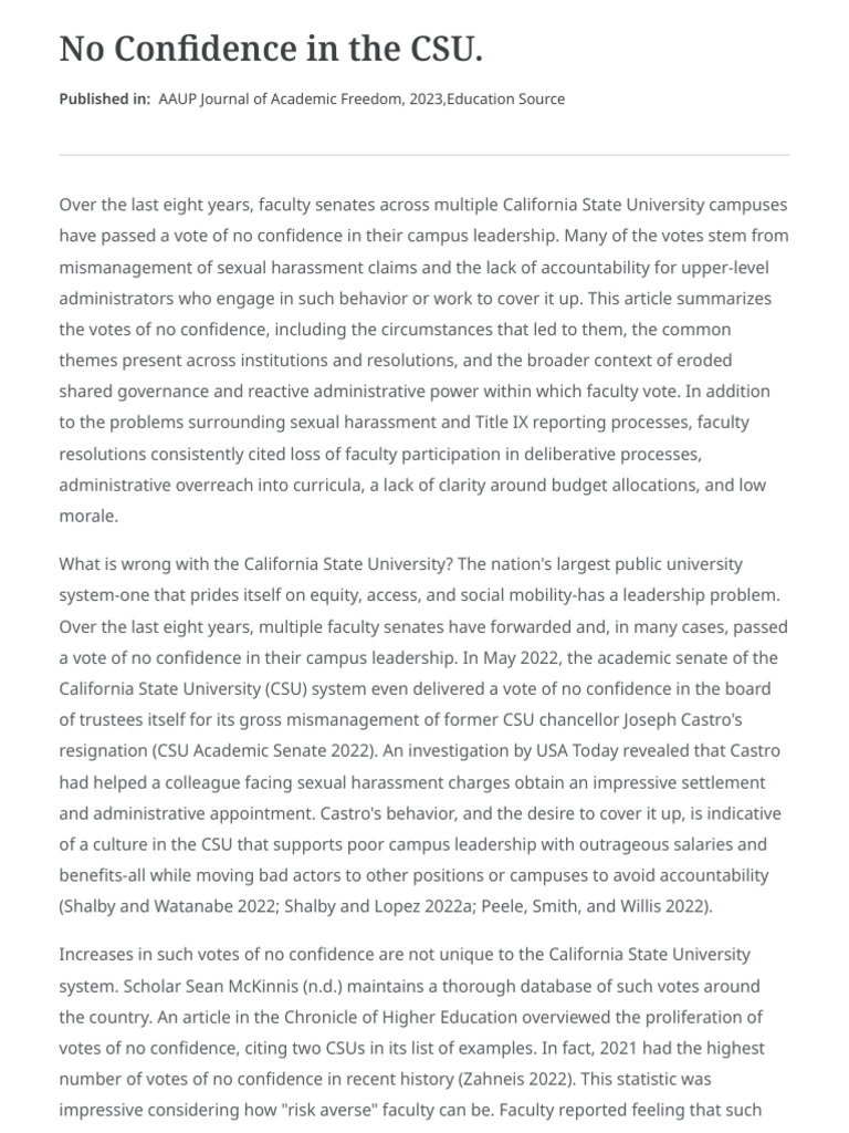 No Confidence in The CSU | PDF