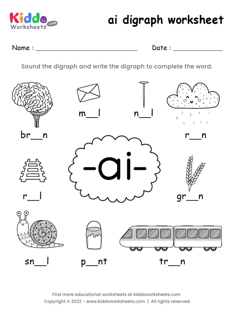 Ai Digraph Worksheet (1) | PDF
