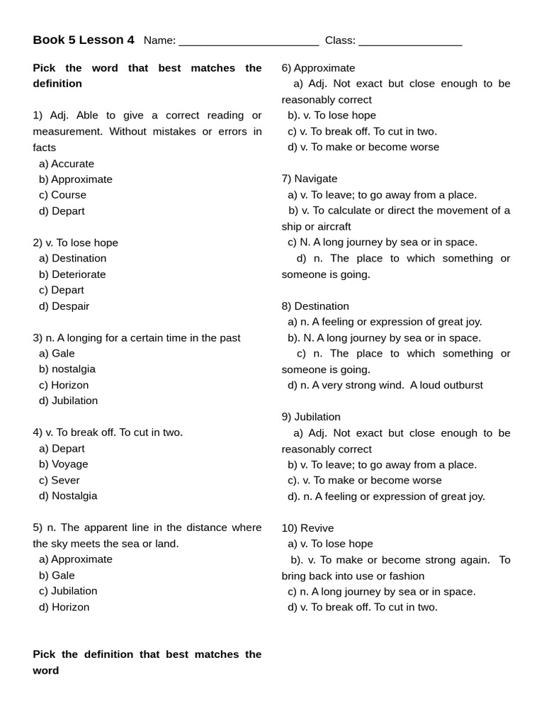 Wordly Wise Book 5 Book 5 Unit 4 Quiz | PDF