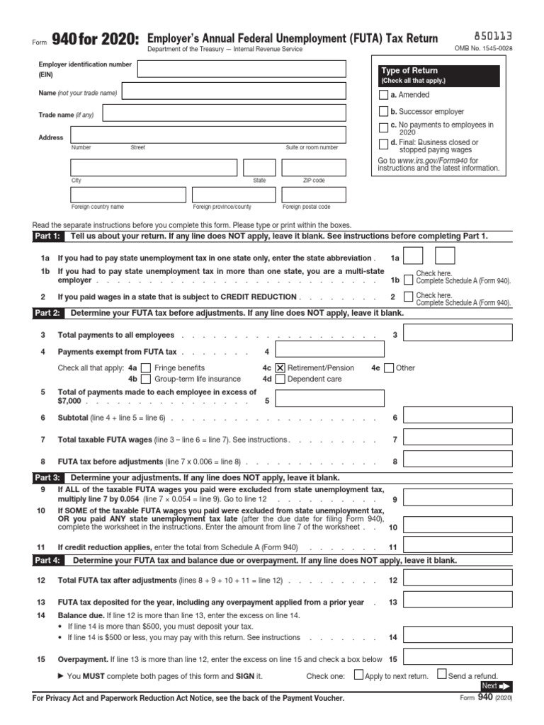 2020 940 pdf | PDF | Irs Tax Forms | Taxation