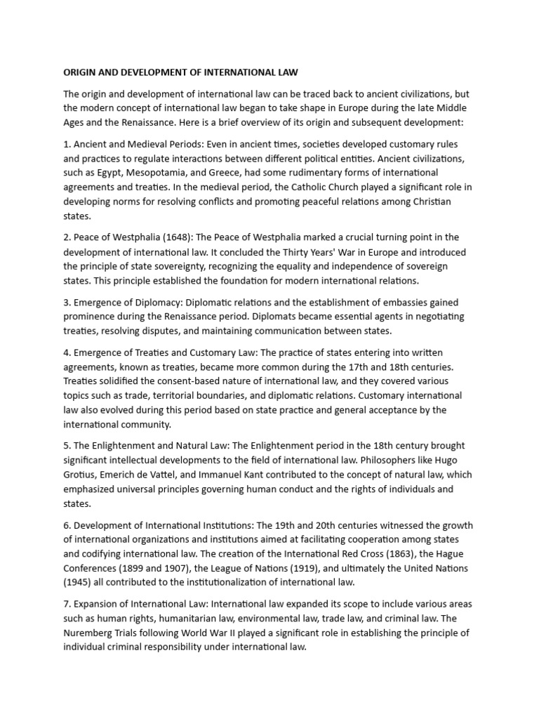 Evolution of International Law History | PDF | International Law ...