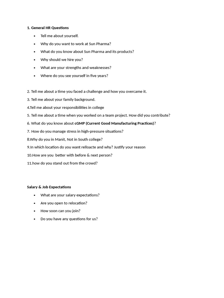 HR Questions | PDF