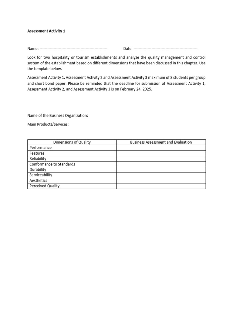 Assessment Activity 1, Assessment Activity 2, And Assessment Activity 3 | PDF