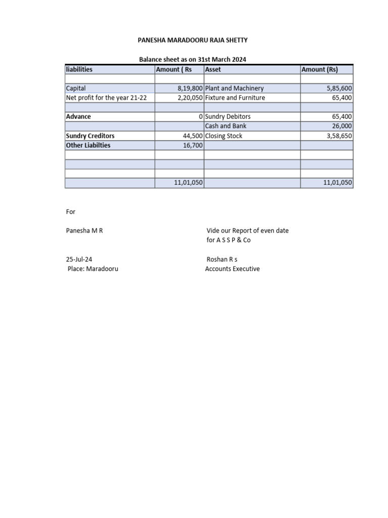 Balance Sheet 2023-24 | PDF