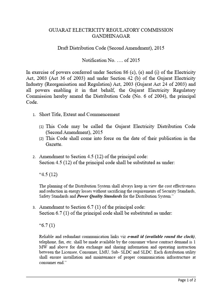 Distribution CodeSecond Amendment | PDF | Electricity | Electric Power