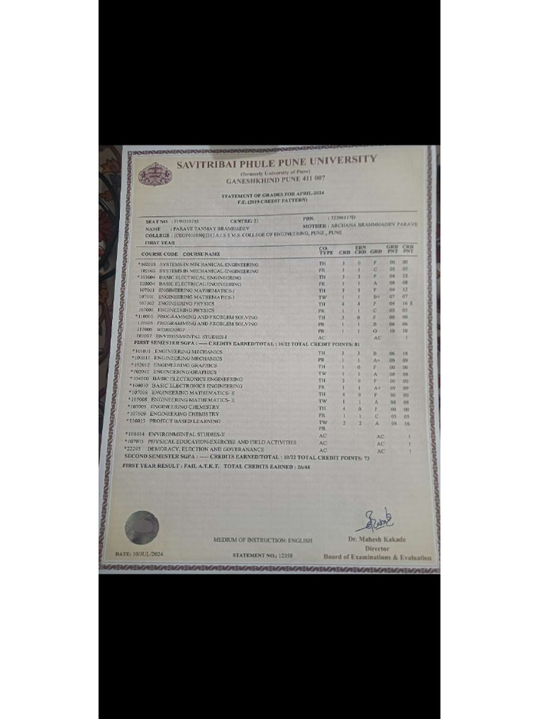 Mark Sheet 2 | PDF