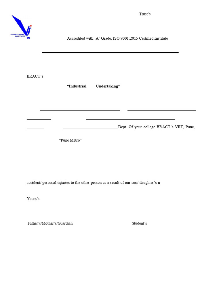 Industrial Visit Consent Form SI | PDF