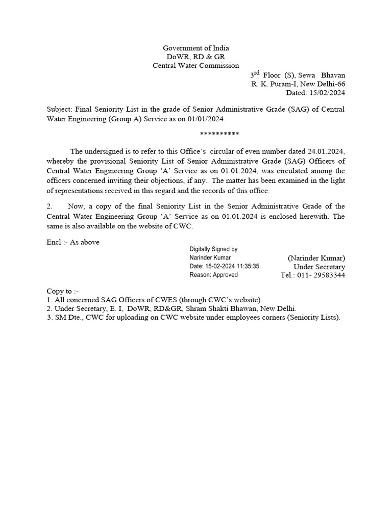 SAG - Seniority List 1-1-24 | PDF | Vocational Education | Qualifications