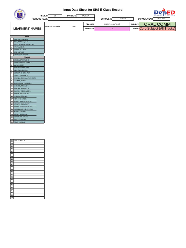 Eclass Record HT D 2024 2025 | PDF