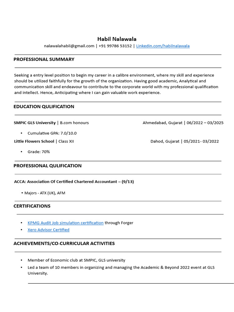 Habil Nalawala Resume | PDF