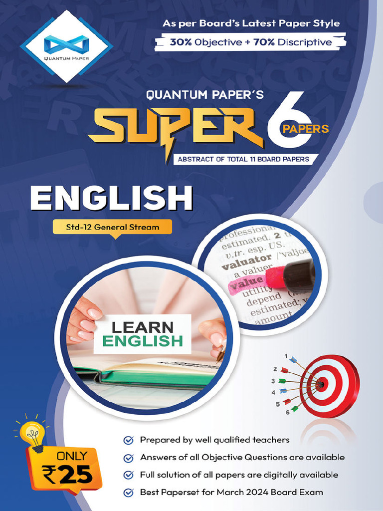 English - Super6 - Sample - Paper (Std12-Quantum Paper) | PDF