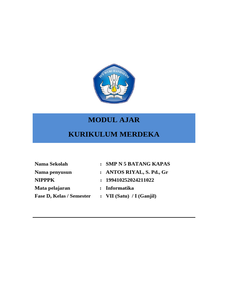 Ukuran Margin Modul Ajar Informatika | PDF