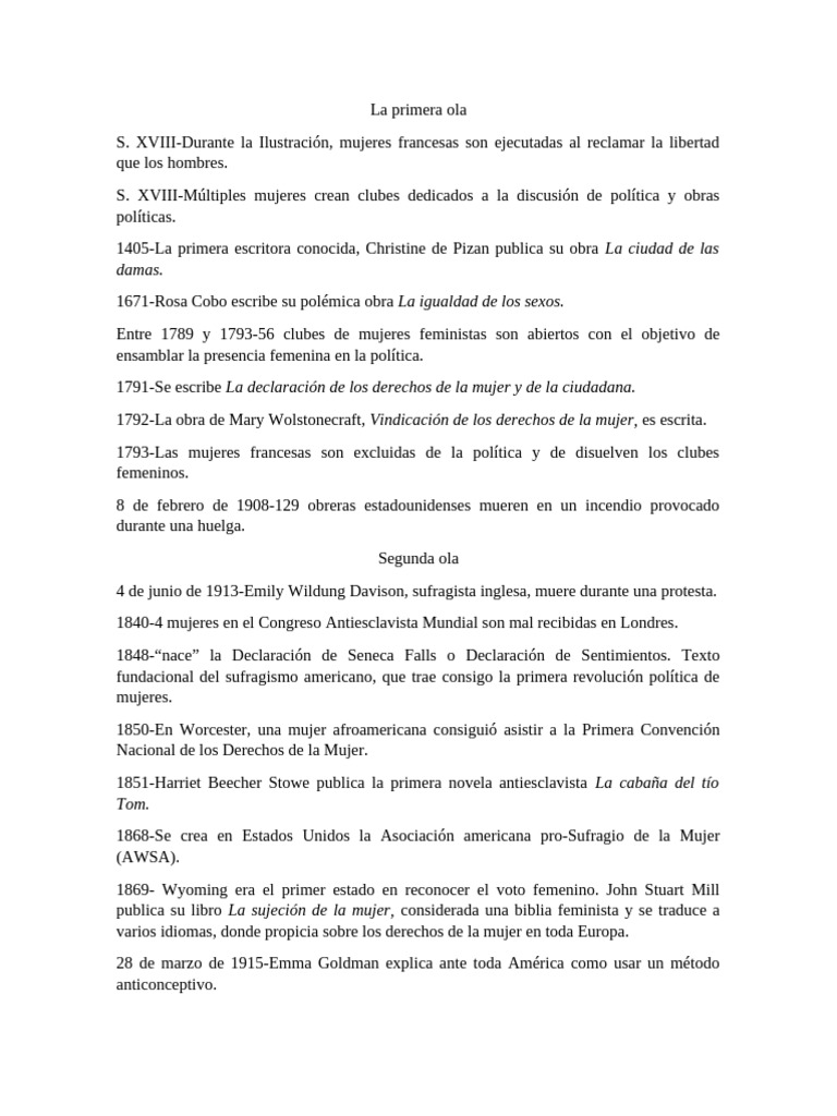Historia del Feminismo en Tres Olas | PDF | Estudios de género | Feminismo