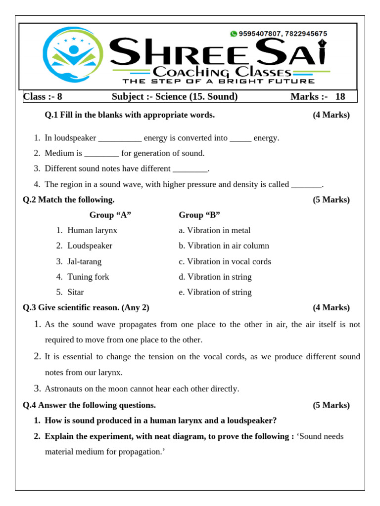 Class 8 15. Sound | PDF