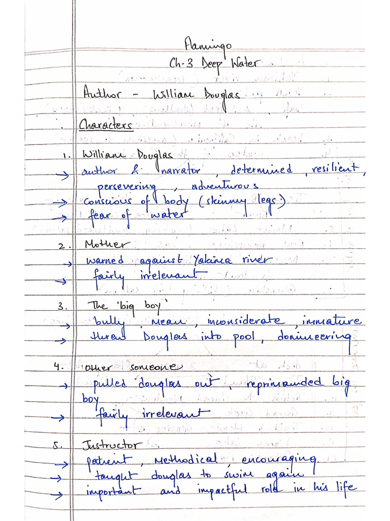 Deep Water Notes - Class 12 | PDF