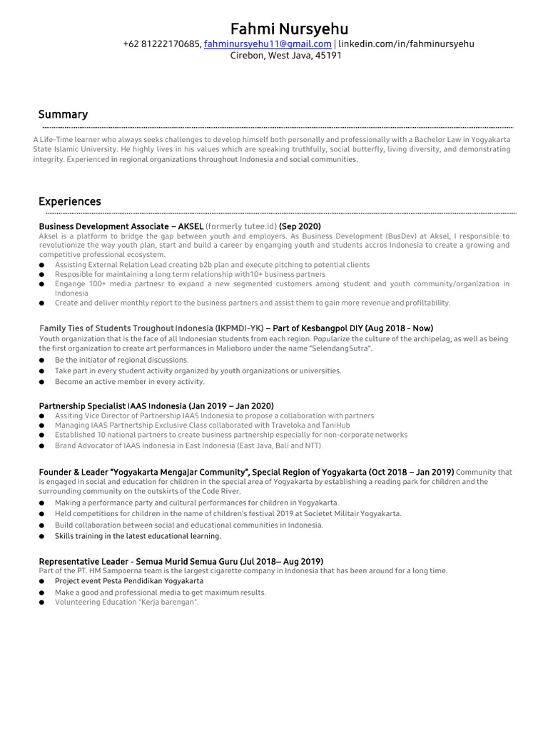 CV Fahmi Nusyehu (Update) | PDF | Indonesia