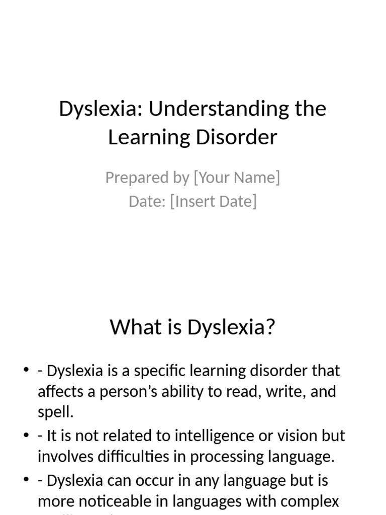 Dyslexia Presentation | PDF | Dyslexia | Cognition