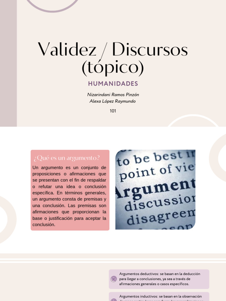 Validez Discursos (Tópico) PDF | PDF | Argumento | Razonamiento deductivo