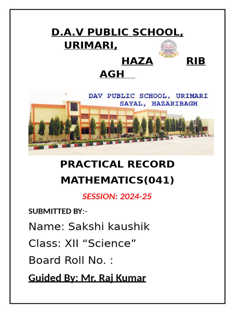Front Page For Practicals | PDF