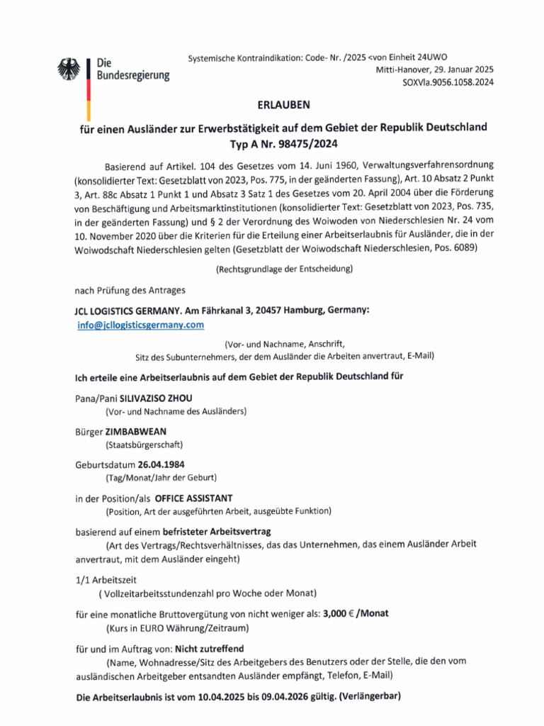 Germany Work Permit | PDF