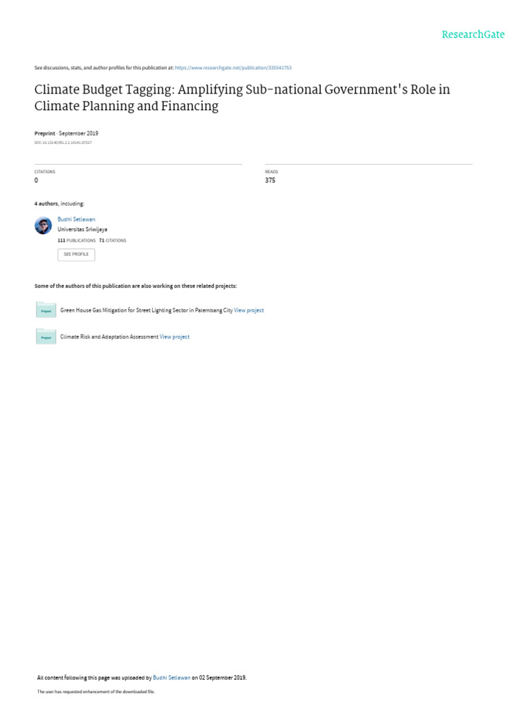 Climate Budget Tagging: Amplifying Sub-National Government's Role in ...