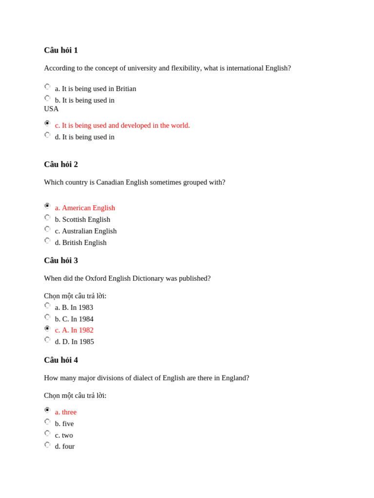 English Language Quiz | PDF | English Language | Human Communication