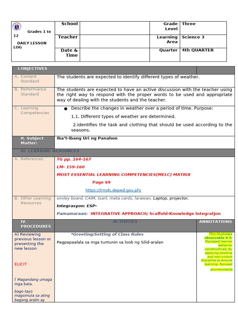 Cot Science 3 Quarter 4 | PDF