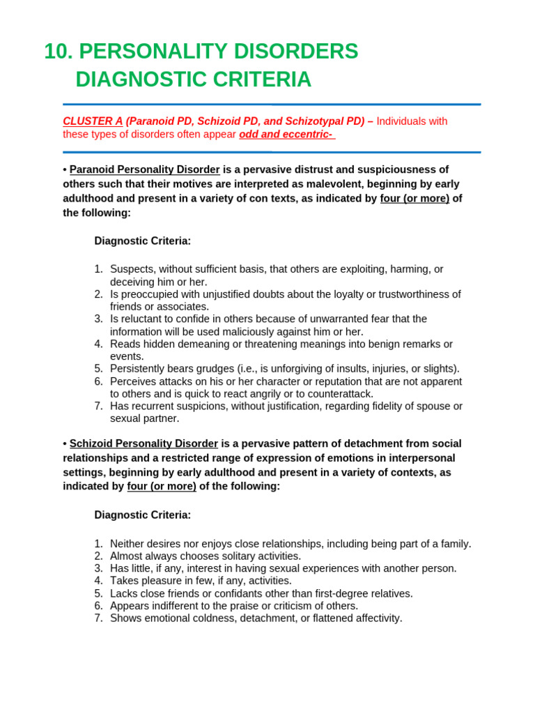 PSY-110-PERSONALITY-DISORDERS | PDF | Personality Disorder | Borderline Personality Disorder
