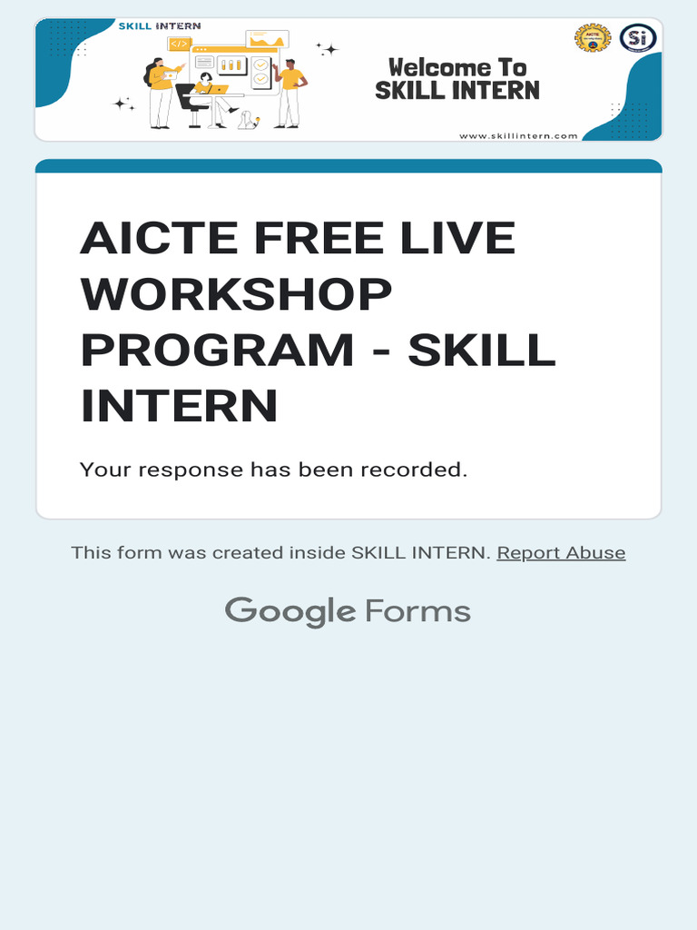 Aicte Free Live Workshop Program - Skill Intern | PDF
