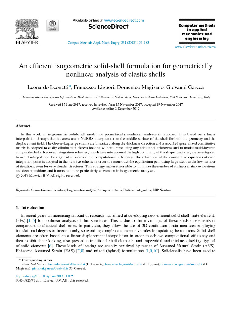 An Efficient Isogeometric Solid Shell Formulati - 2018 - Computer ...