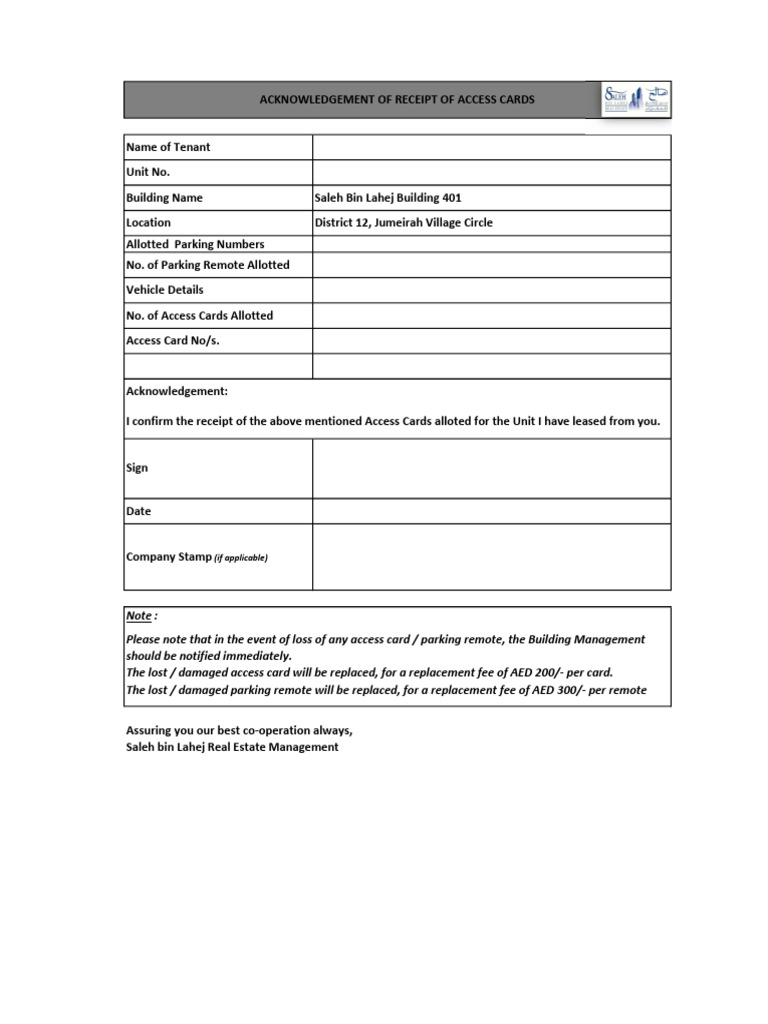 Access Card Ack | PDF